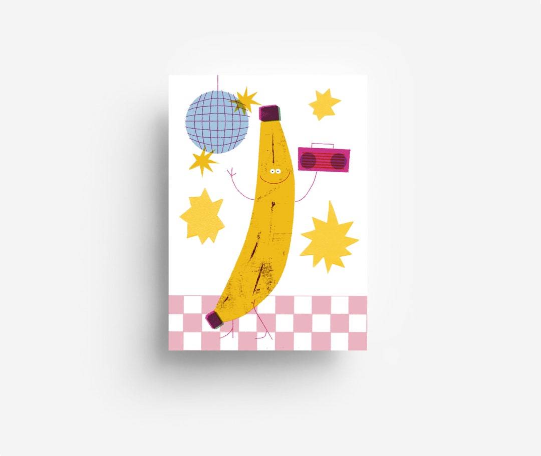 Disco Banana Postcard DIN A6 - Etsy