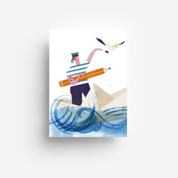 Sailor Postcard - Etsy