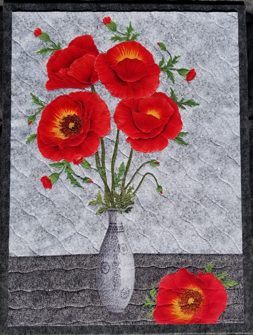 Red Poppies 18"x24" Art Quilt - Etsy