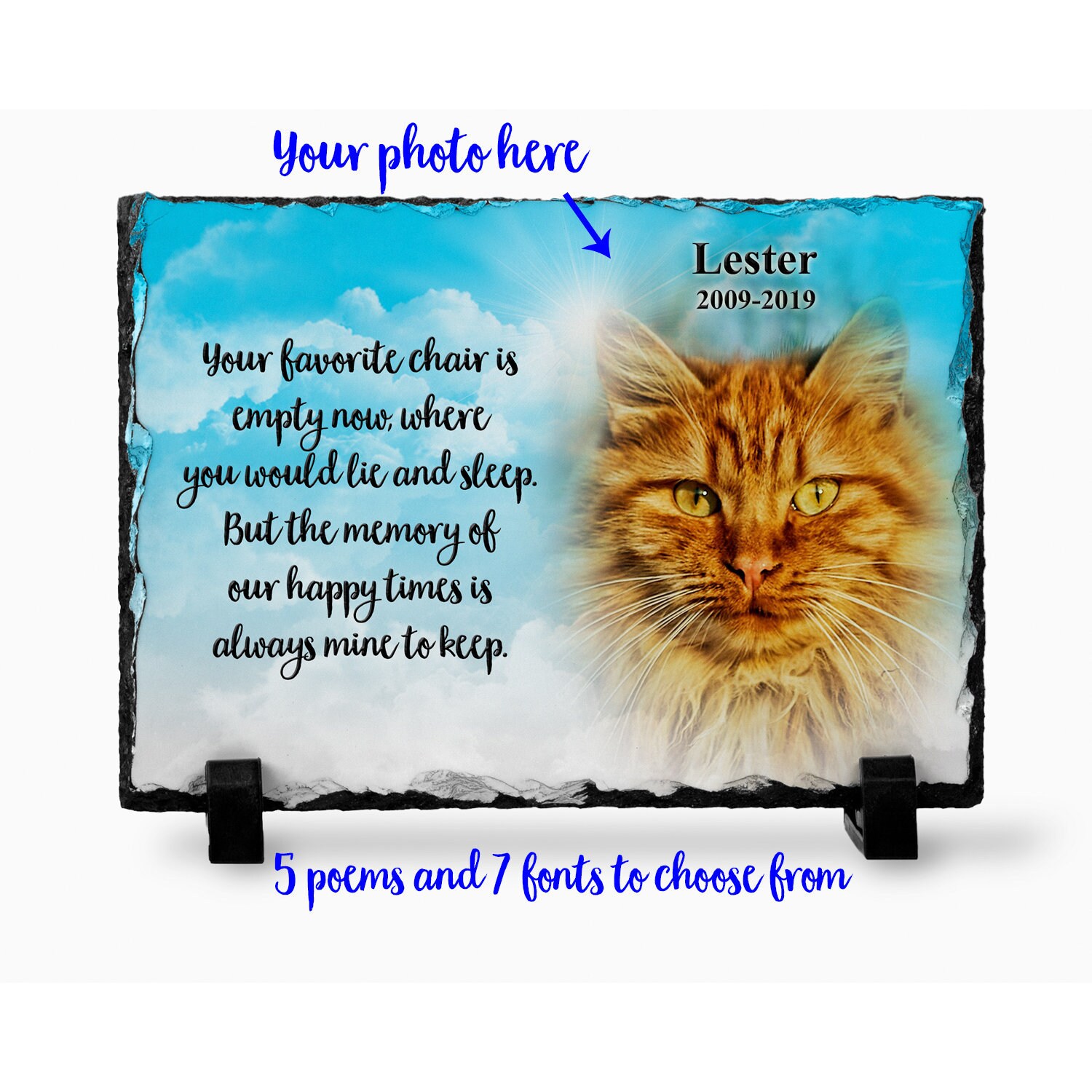 Pet Loss Memorial Slate Plaque Natural Stone Cat Keepsake - Etsy