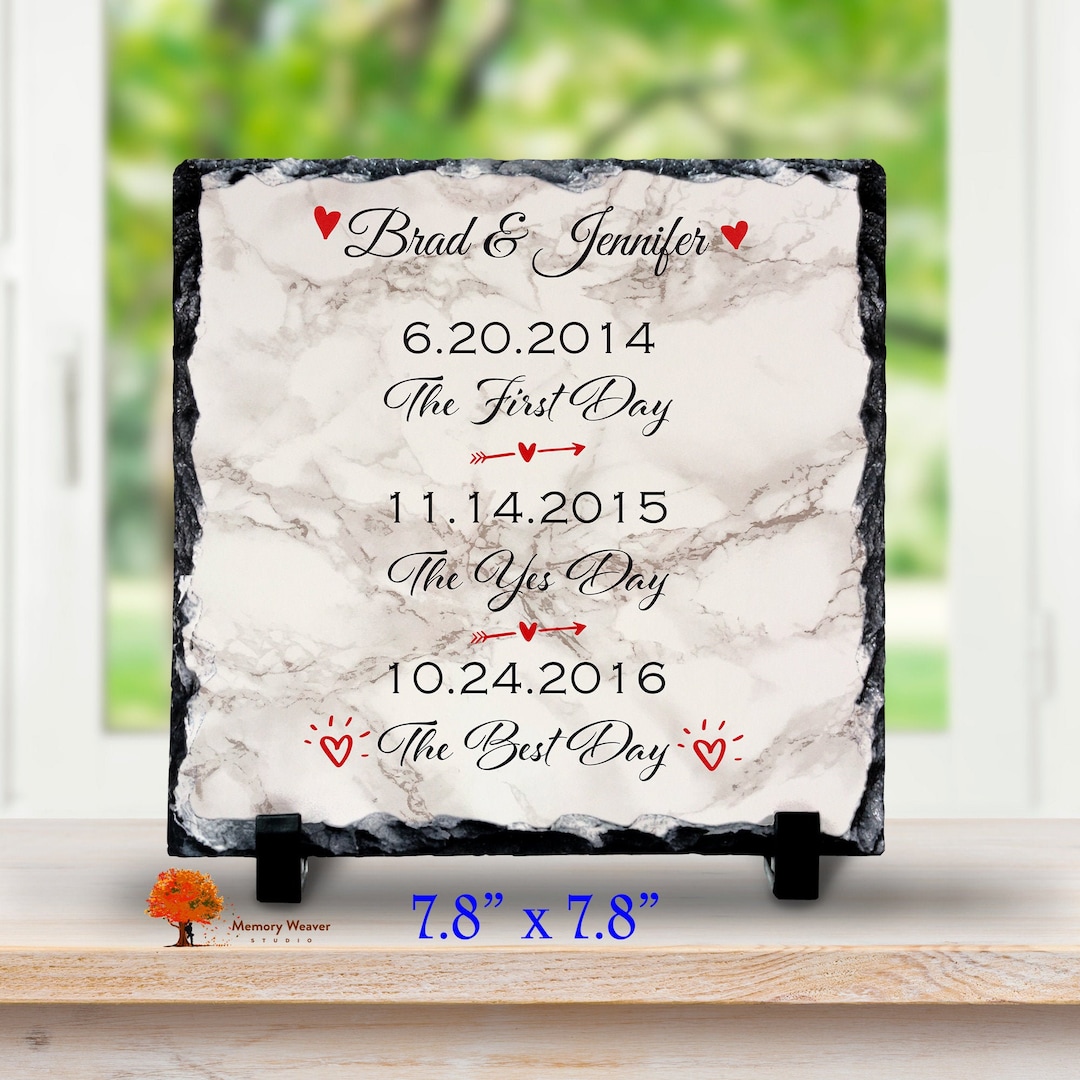 Important Date Sign for Couples, First Yes Best Day Anniversary Slate ...