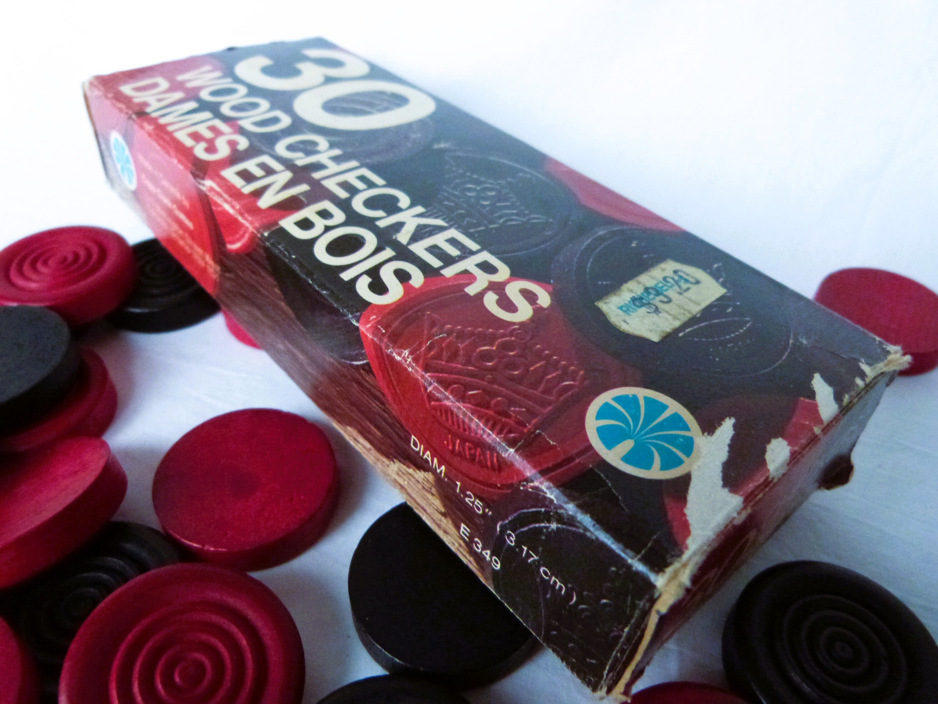 Wooden Checkers/24 Checkerboard Game Pieces/circles Pattern/vintage ...