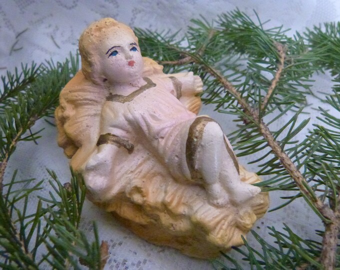 Antique Baby Jesus in Plaster / Nativity Nativity Scene / Figure Chalk ...