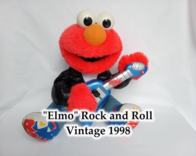 Vintage Animated Plush Elmo Rock N Roll, 90's, Tyco, Jim Henson Company ...