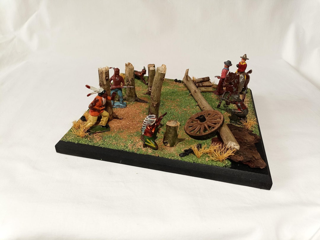 Handmade Wild West Diorama 3D Model Cowboys and Native Americans 7 ...