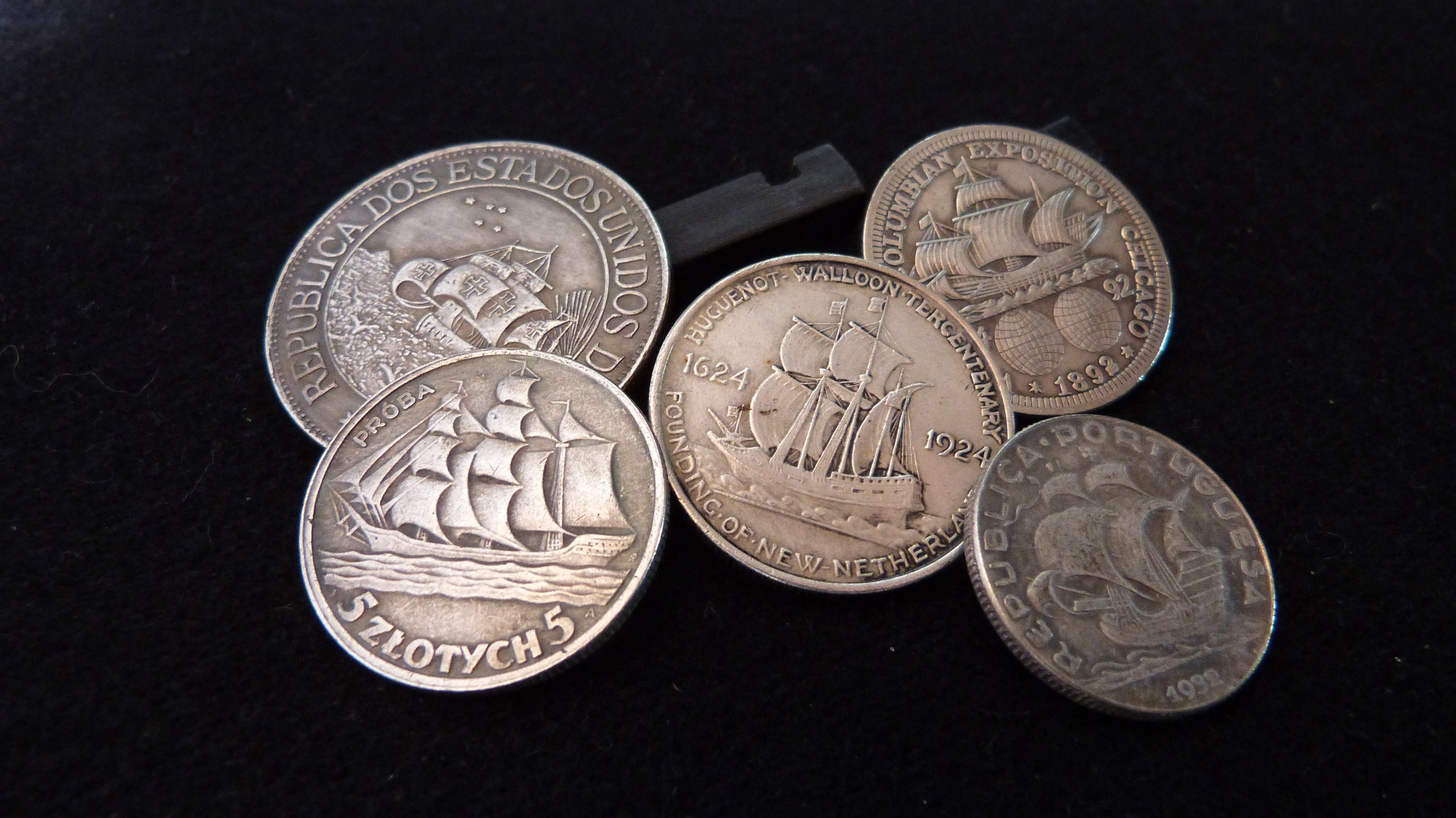 Sailing Ship Boat Silver Plated Set of 5 Coins and Medals Replica ...