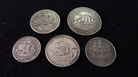 Sailing Ship Boat Silver Plated Set of 5 Coins and Medals - Etsy