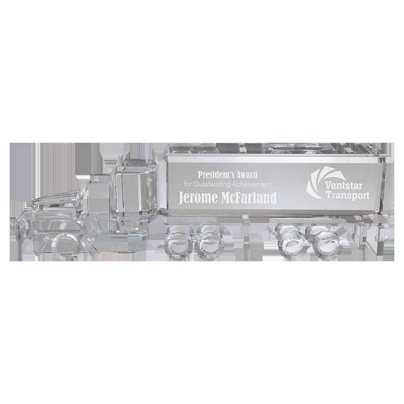 Crystal Tractor Trailer Semi Truck Award * Custom Engraved Truck ...