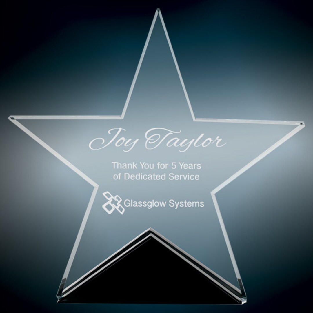 Glass Star Award * Custom Engraving \ Recognition Award \ Regional ...
