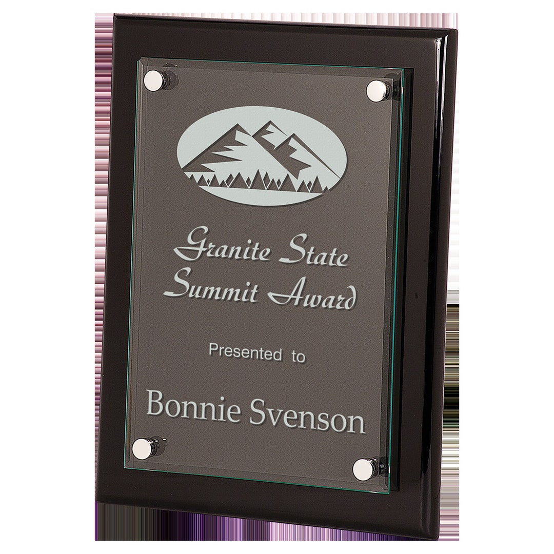 9" X 12" Black Piano Finish Floating Glass Plaque - Etsy