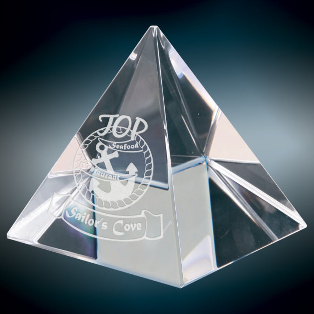 Crystal Pyramid Award Paperweight Handmade Blown Glass * Custom ...