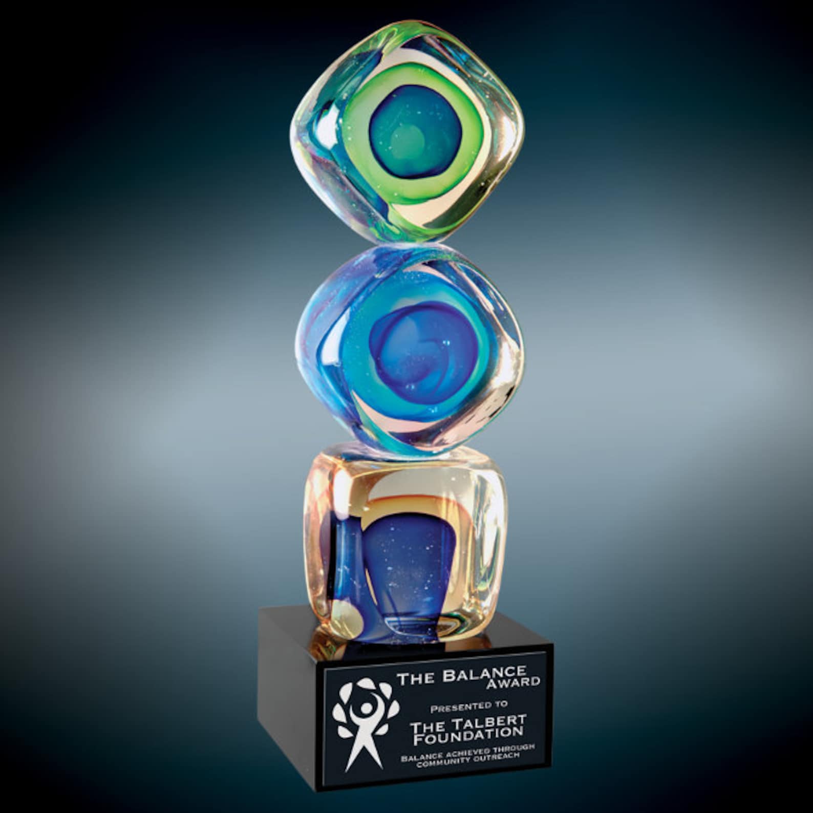 Handmade Blown Glass Blocks Award * Custom Engraved Glass Trophy ...