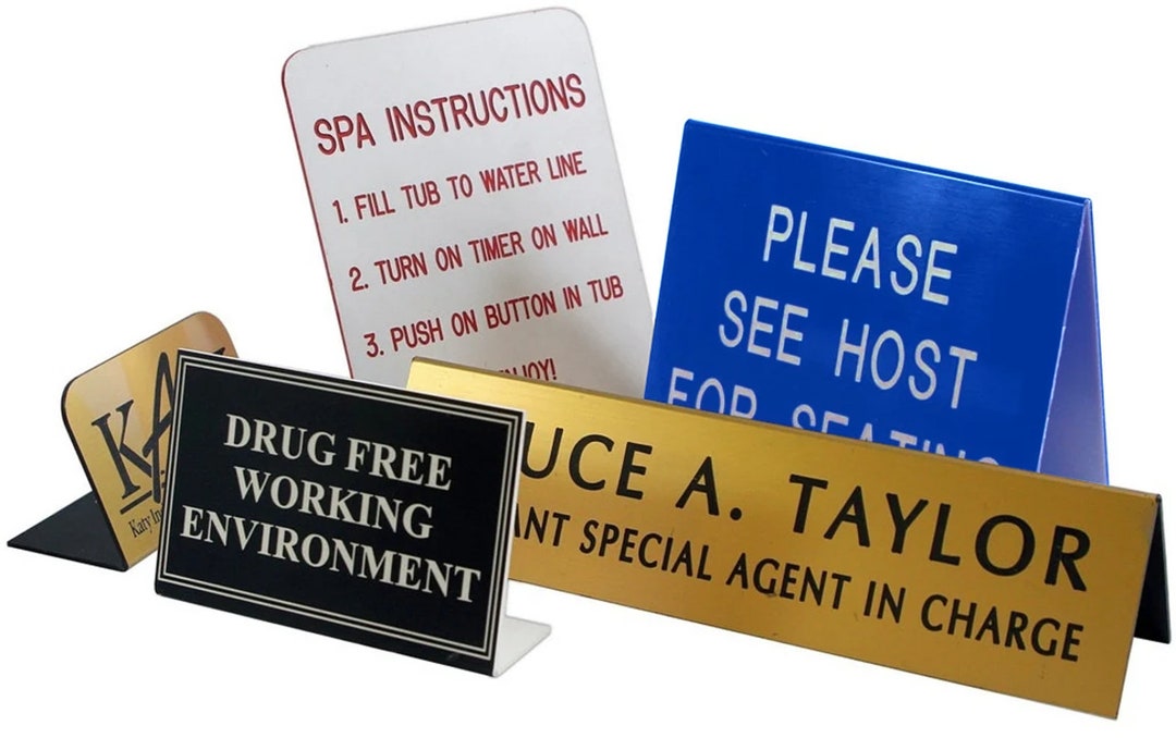 Tent & Freestanding Signs, Desk Signs, Front Desk Signs, Reception Desk ...