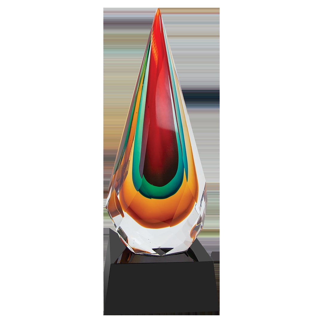 12" Multi-colored Rain Drop Handmade Blown Glass Award * Custom ...