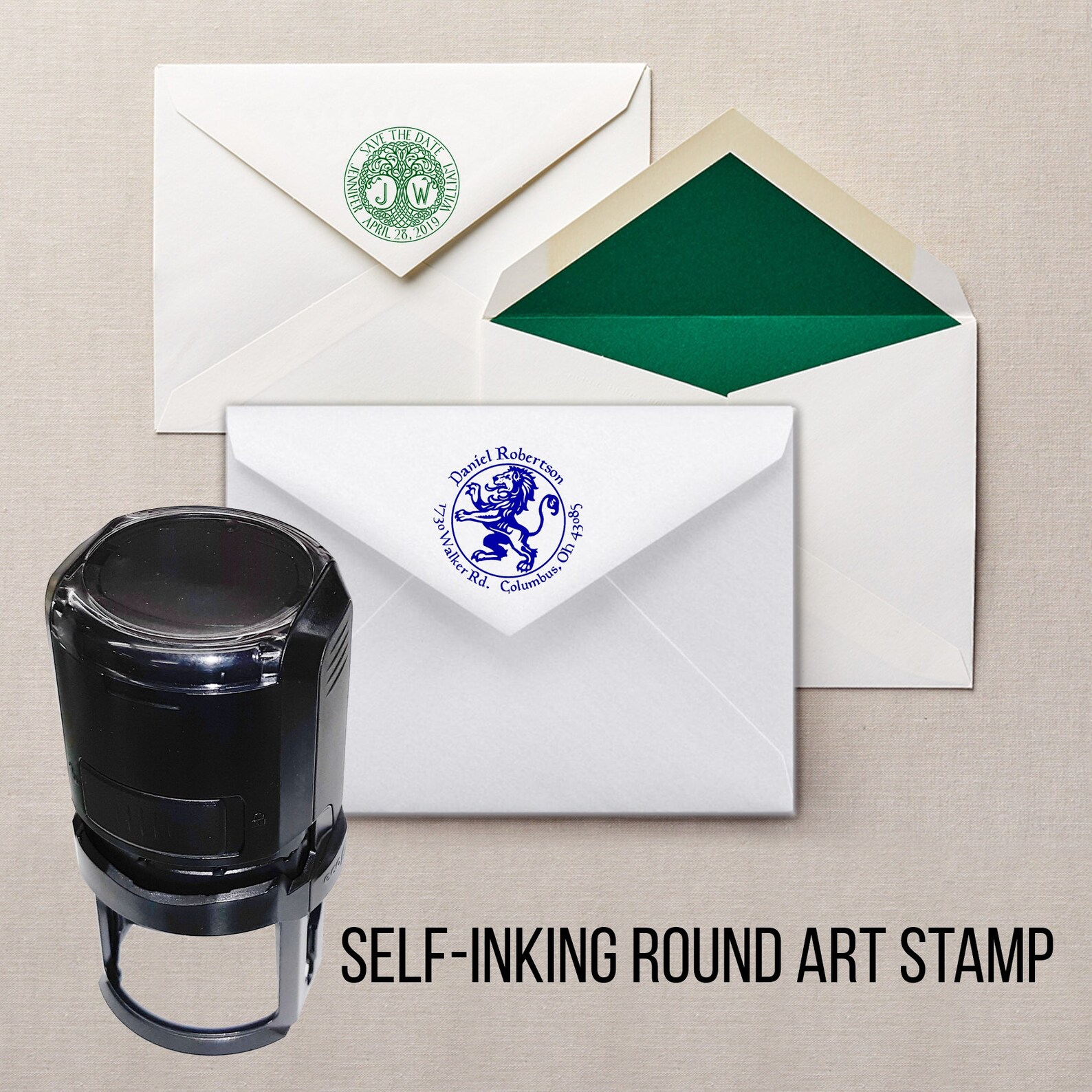 Custom Circular Self-inking Stamp | Etsy