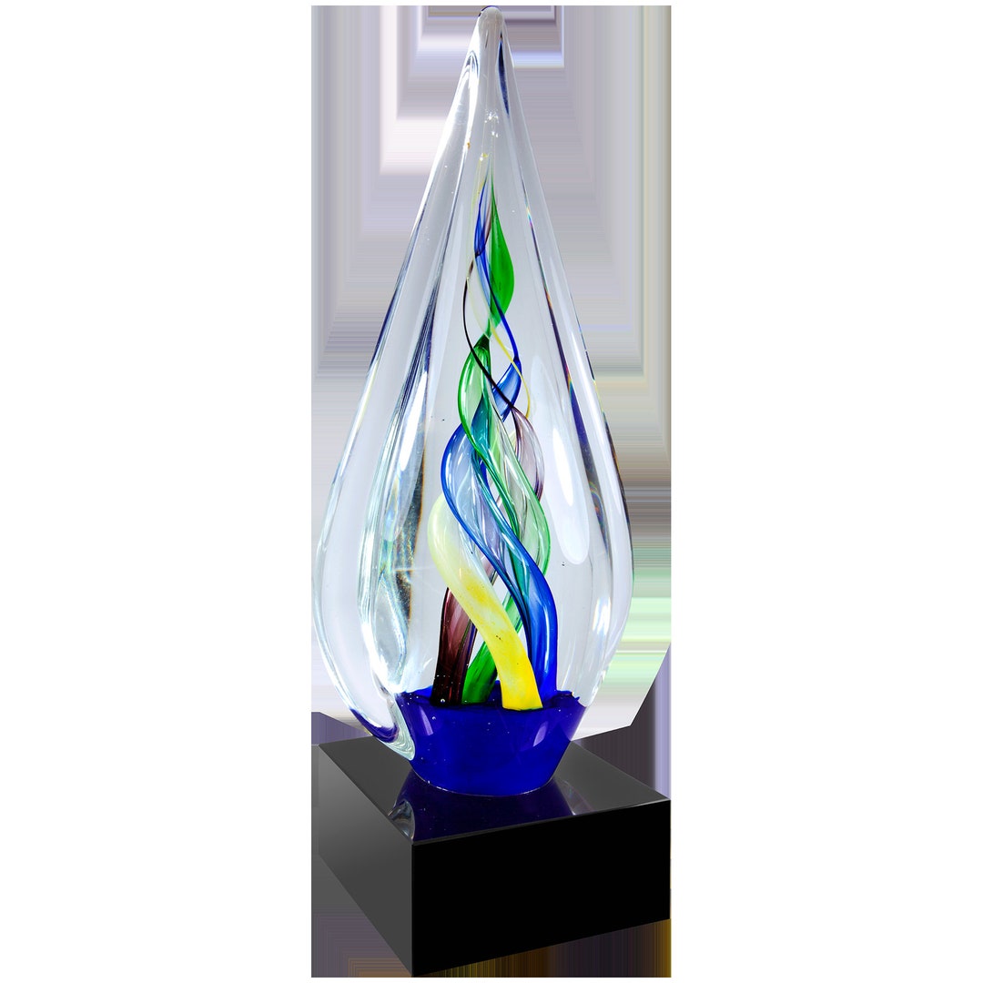 10 3/4" Infinity Twist Glass Award * Custom Engraved Trophy With Black ...