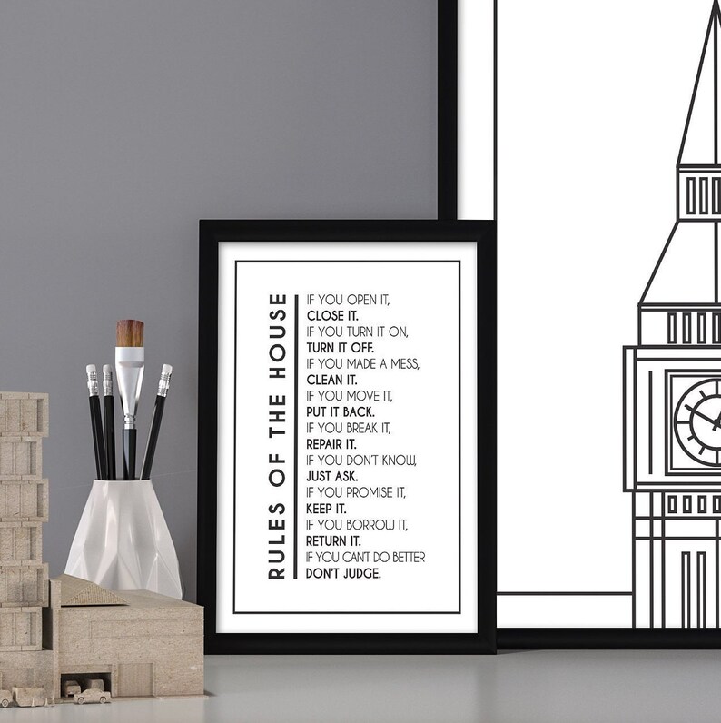 House Rules Rules Sign Home Decor Wall Print Family - Etsy