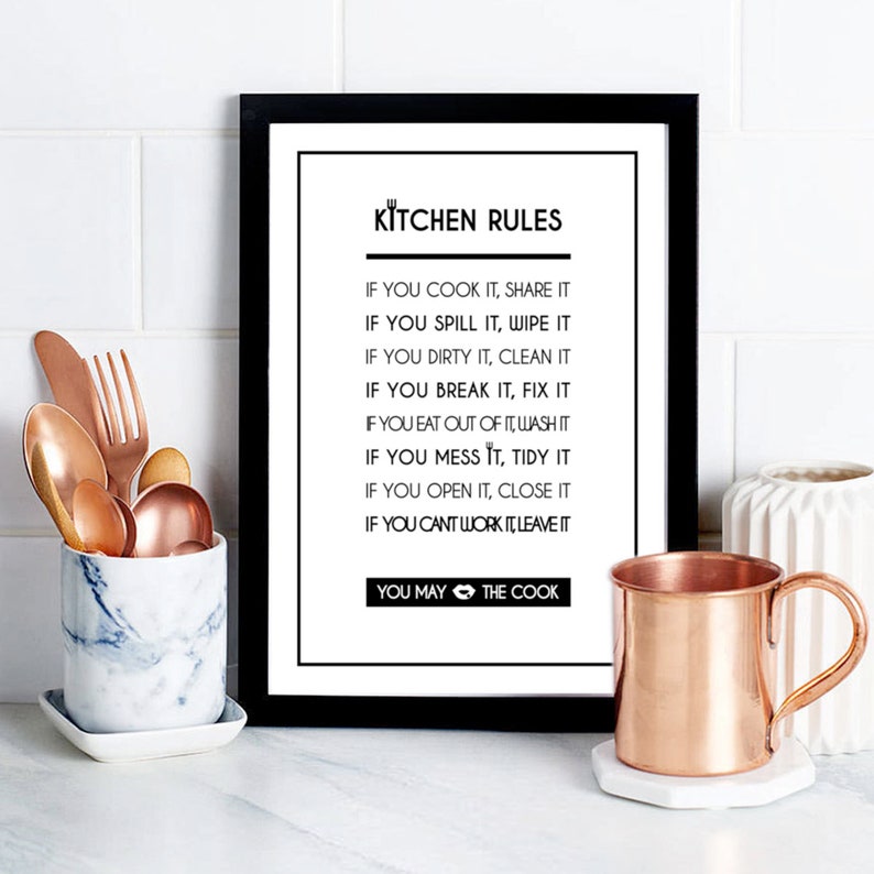 Kitchen Rules Kitchen Sign Kitchen Decor Kitchen Print House Rules ...