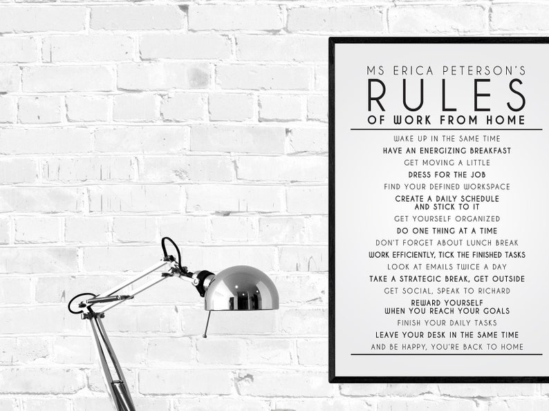 Custom WFH Rules Print, Work From Home Rules, Customized Rules Print ...