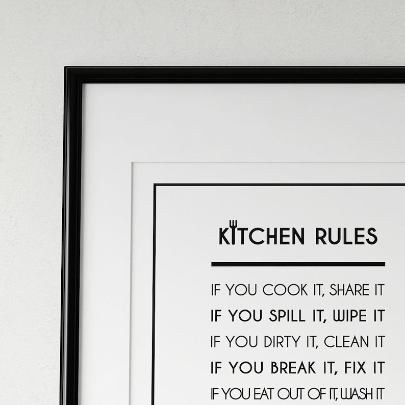 Kitchen Rules Kitchen Sign Kitchen Decor Kitchen Print House Rules ...