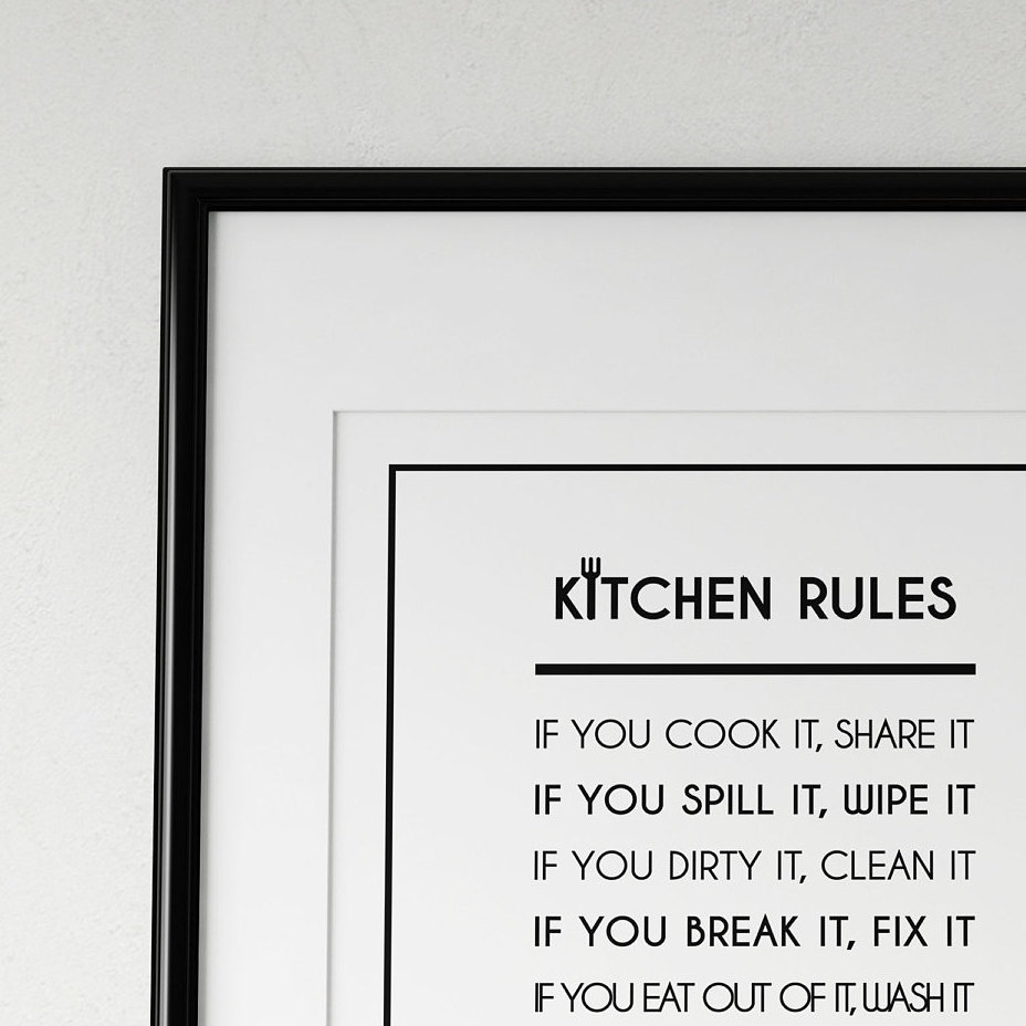 Kitchen Rules Kitchen Sign Kitchen Decor Kitchen Print House Rules ...