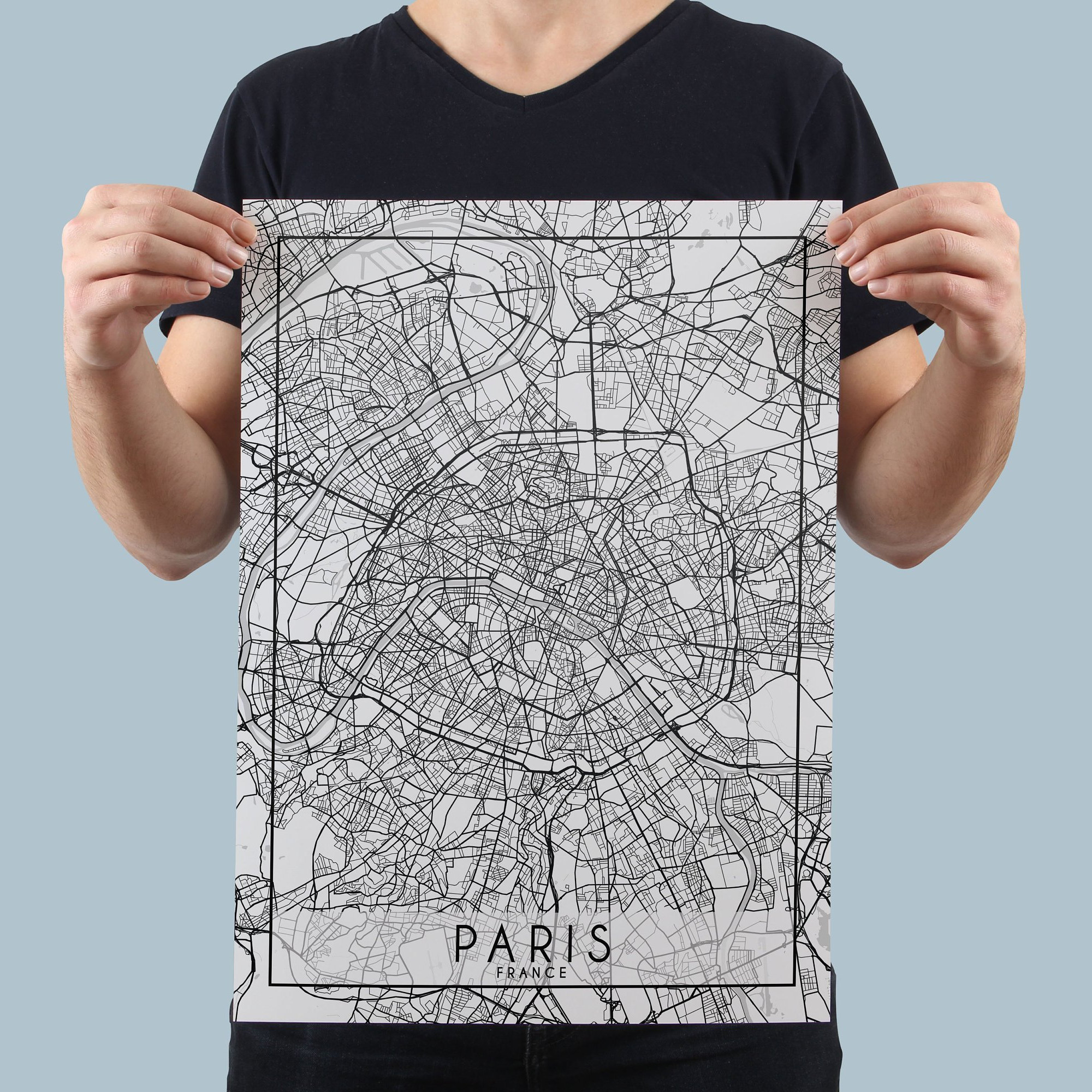 Paris City Map Paris Map Paris Print Paris Poster Paris Wall Art Carte ...