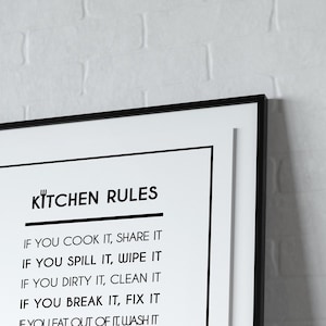 Kitchen Rules Kitchen Sign Kitchen Decor Kitchen Print House Rules ...