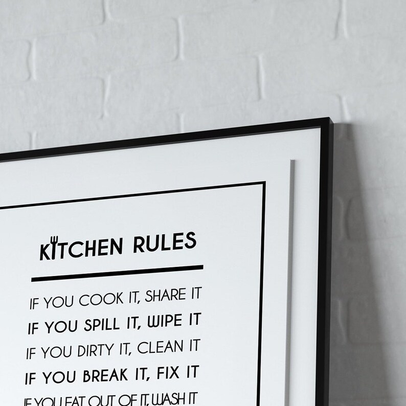 Kitchen Rules Kitchen Sign Kitchen Decor Kitchen Print House Rules ...