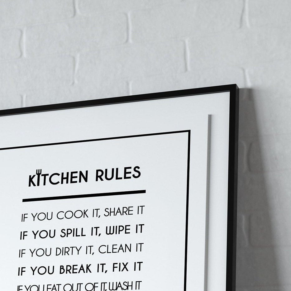 Kitchen Rules Kitchen Sign Kitchen Decor Kitchen Print House Rules ...