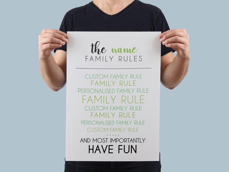 Personalised Custom Family Rules House Rules Sign Family | Etsy