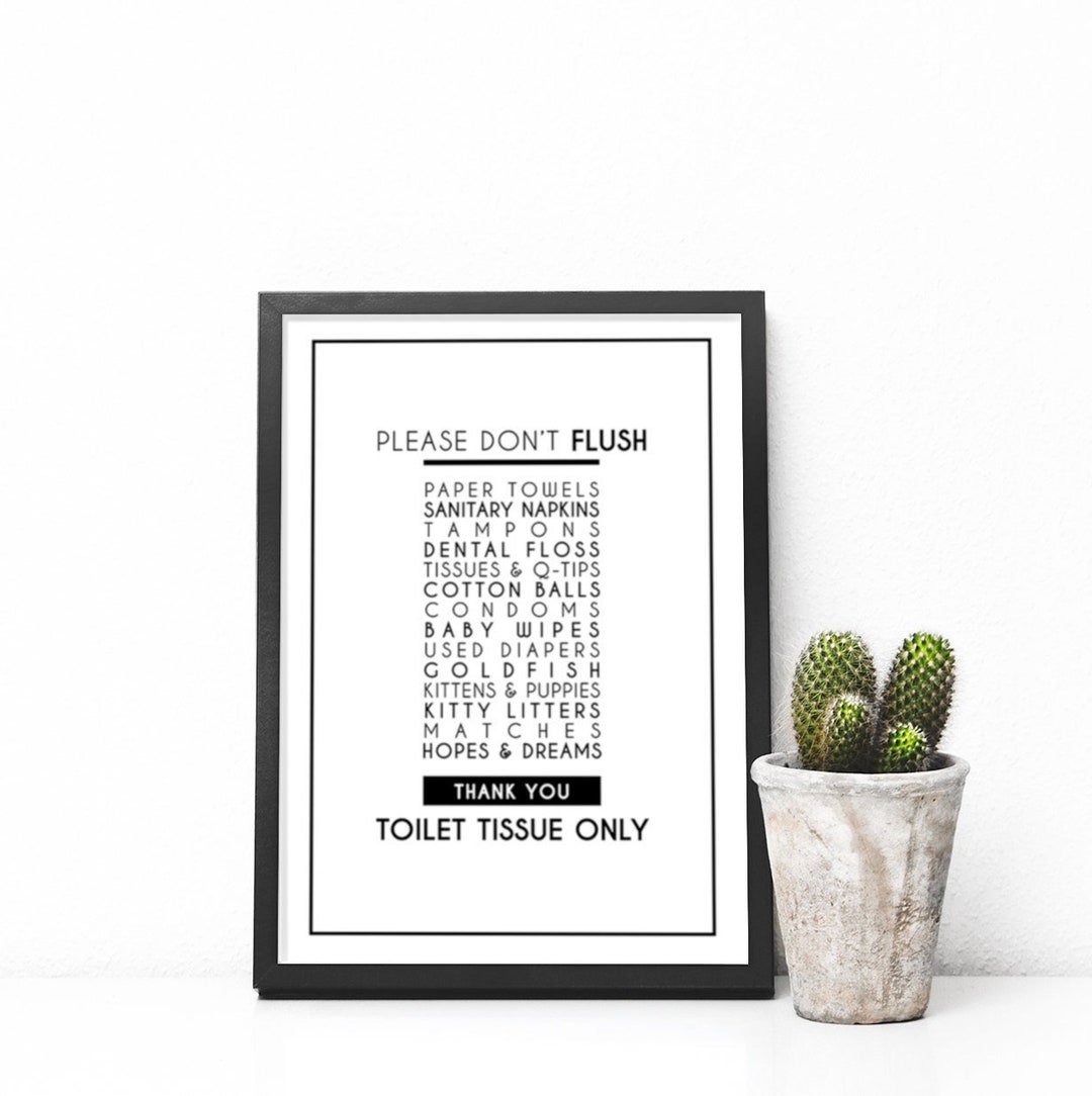 Don't Flush Sign Toilet Sign Loo Sign Bathroom Print Bathroom Rules ...