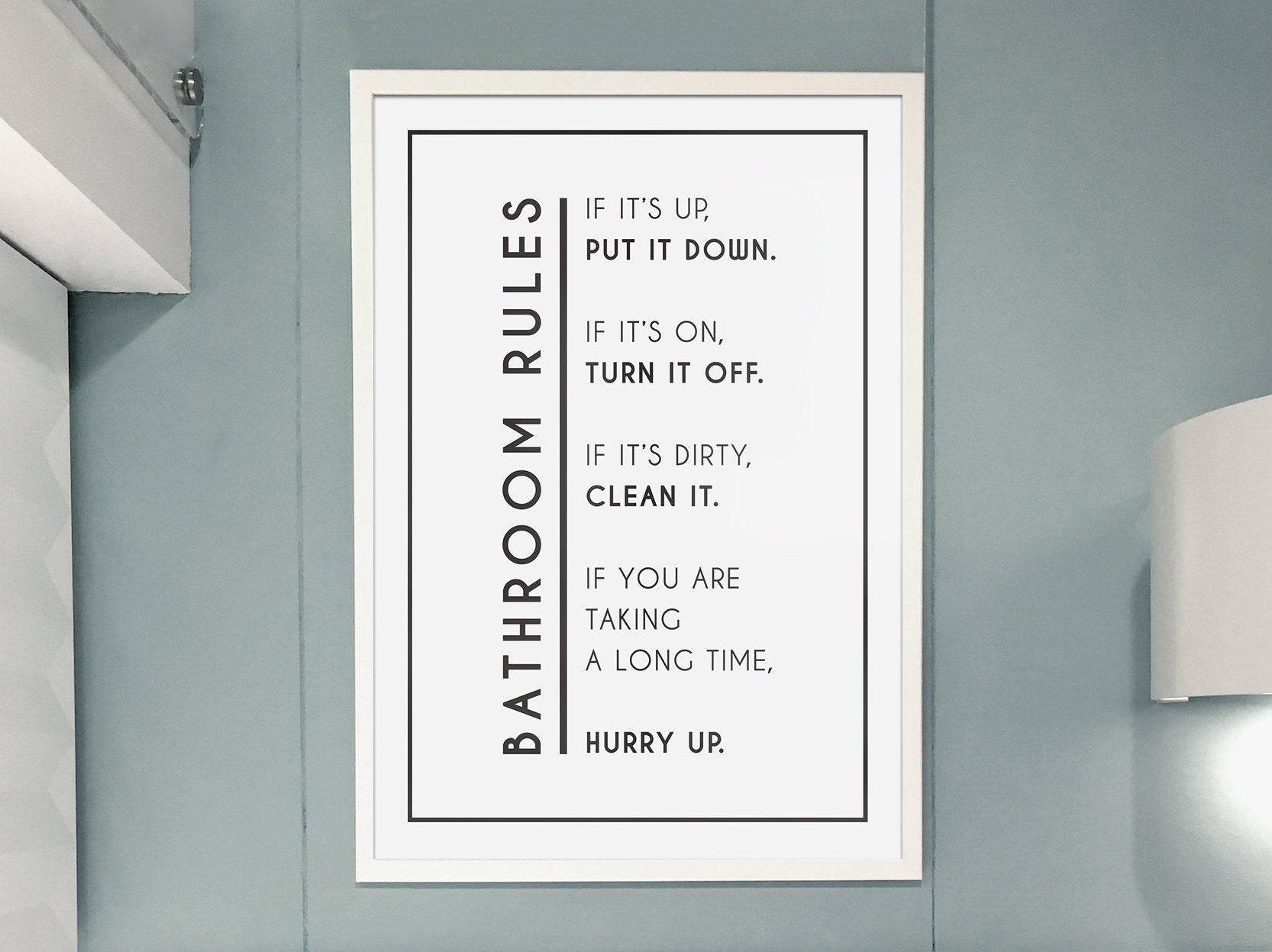 Bathroom Rules Printable, Bathroom Wall Art, Funny Bathroom Print ...