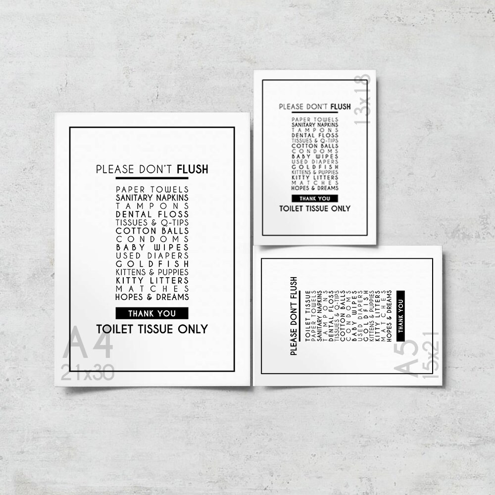 Don't Flush Sign Toilet Sign Loo Sign Bathroom Print Bathroom Rules ...