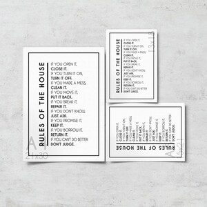 House Rules Rules Sign Home Decor Wall Print Family - Etsy