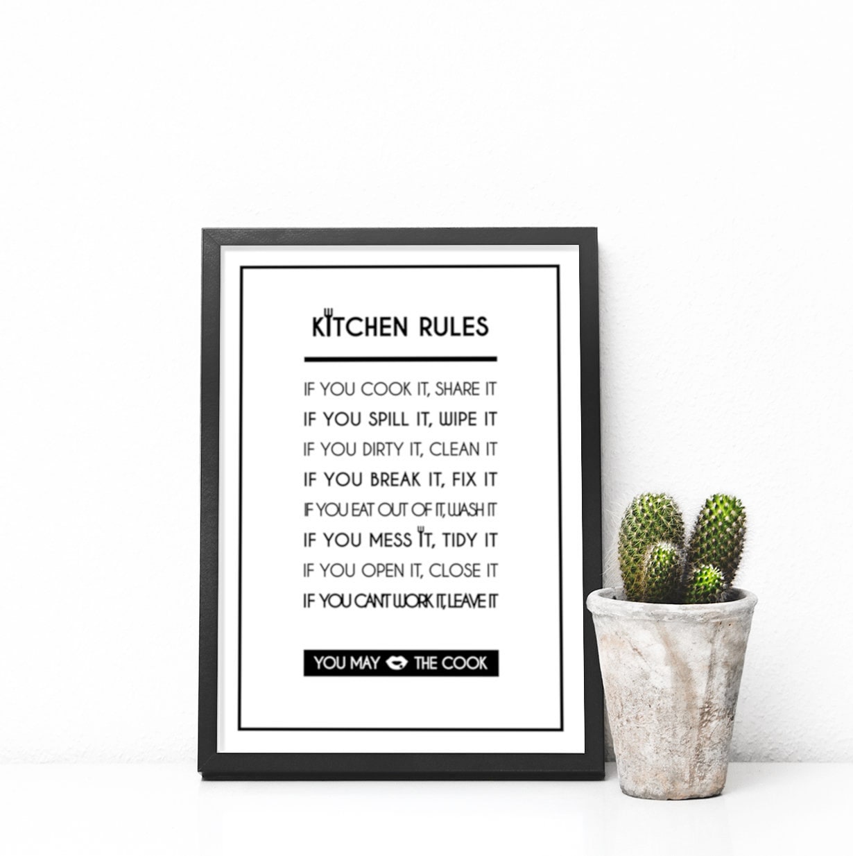 Kitchen Rules Kitchen Sign Kitchen Decor Kitchen Print House Rules ...
