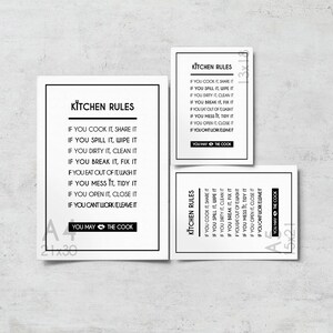 Kitchen Rules Kitchen Sign Kitchen Decor Kitchen Print House Rules ...