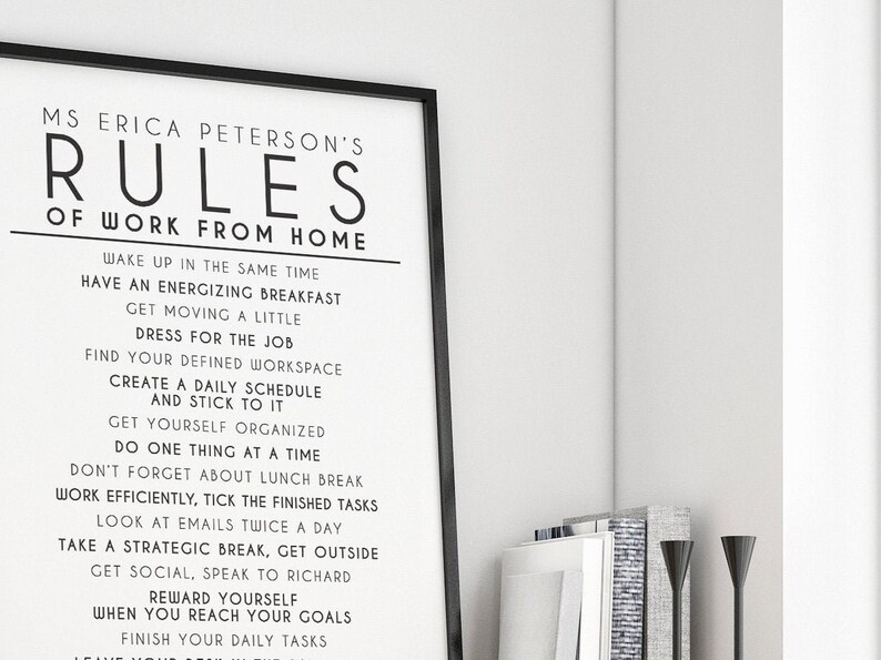 Custom WFH Rules Print, Work From Home Rules, Customized Rules Print ...