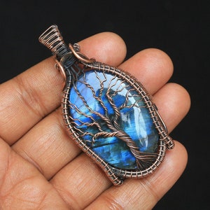 Spectacular Life of Tree Pendant, Blue Fire Labradorite Wire Wrap ...
