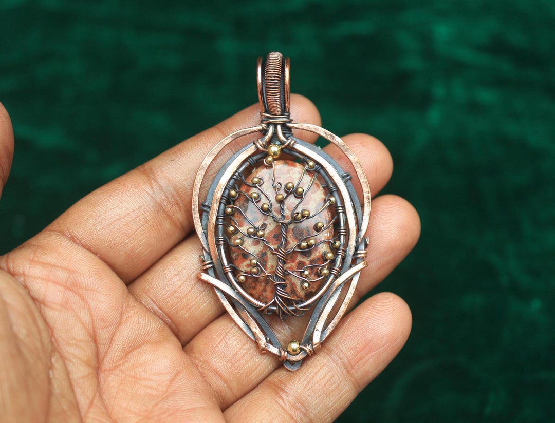 Tree of Life Asteroid Jasper Pendant: Copper Wire Wrapped Jewelry - Etsy