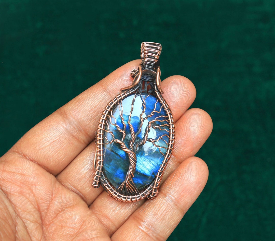 Spectacular Life of Tree Pendant, Blue Fire Labradorite Wire Wrap ...
