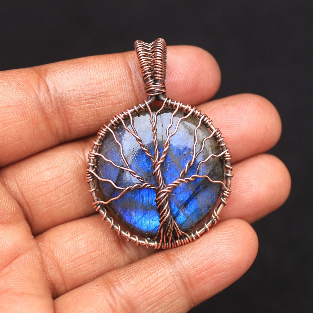 Labradorite Tree of Life Pendant: Copper Wire Wrapped Gemstone - Etsy