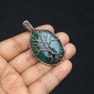 Gorgeous Green Jade Gemstone Copper Wire Wrap Pendant, Tree of Life ...