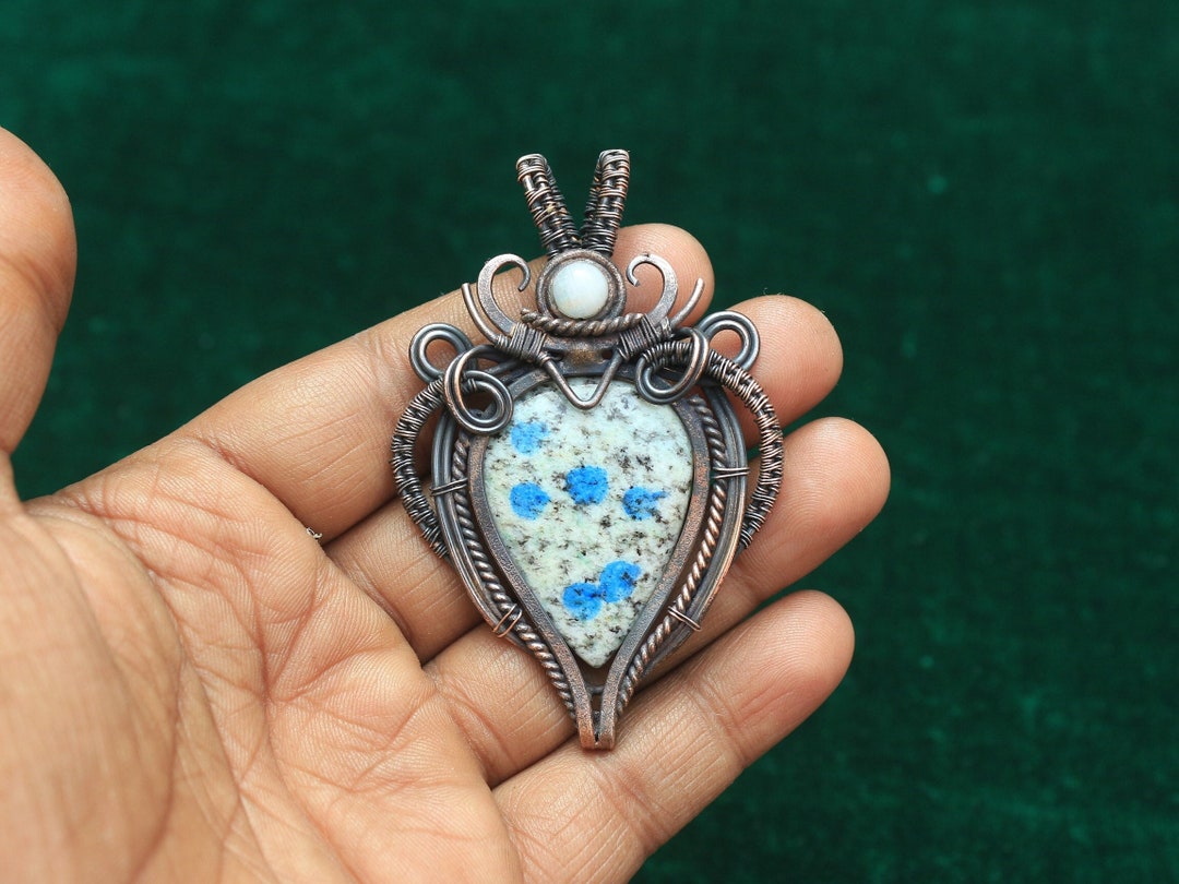K2 Jasper Moonstone Copper Wire Pendant - Evil Eye Owl Jewelry - Etsy