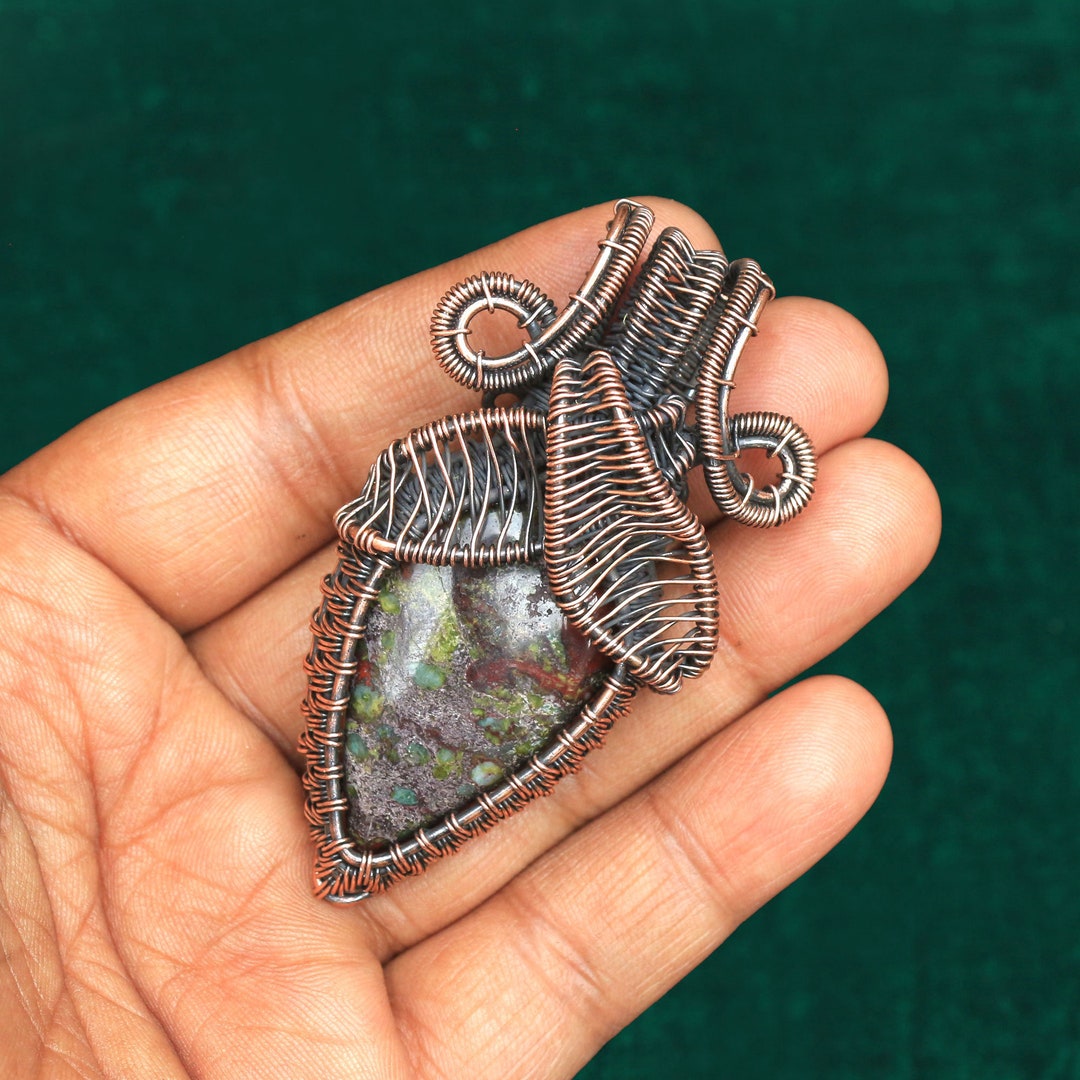 Unique Designer Wire Wrapped Handmade Pendant, Dragon Blood Agate ...