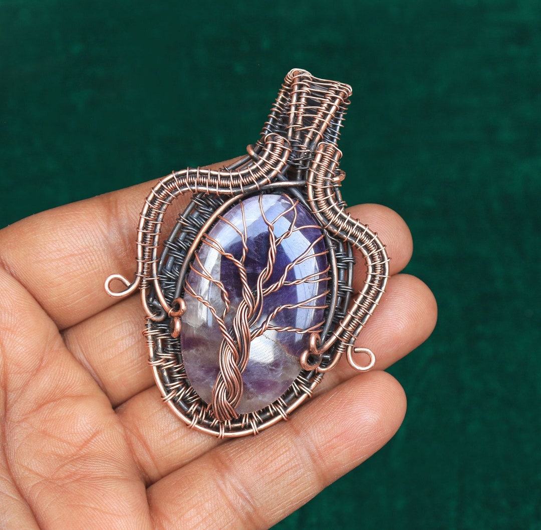 Gorgeous Life of Tree Copper Wire Wrap Jewelry, Amethyst Less Gemstone ...