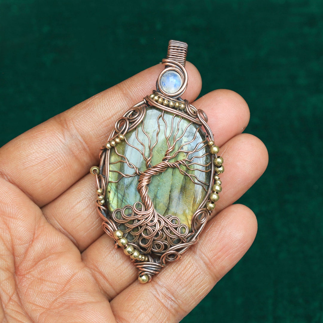 Labradorite Tree of Life Pendant: Copper Wire Wrapped Gemstone - Etsy
