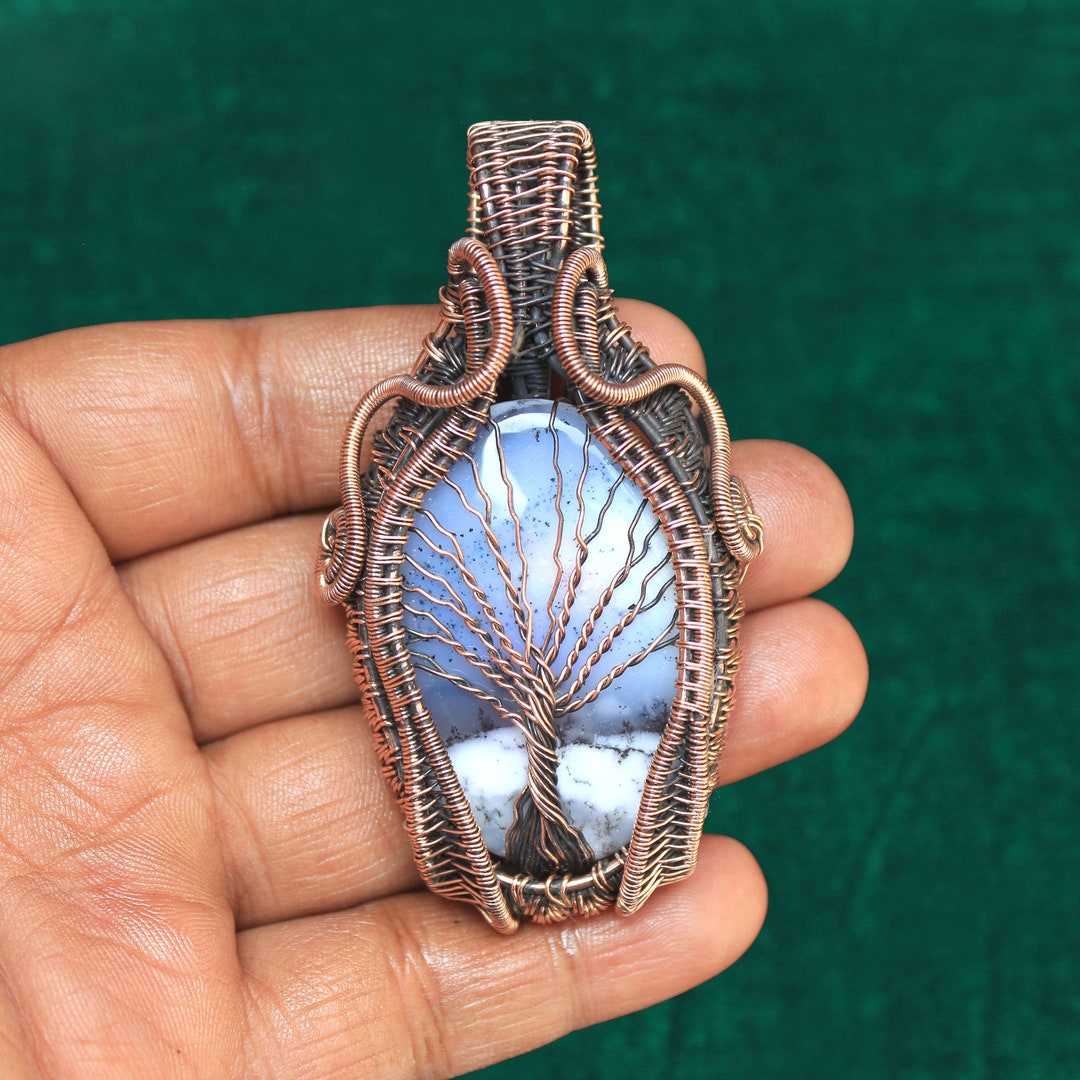 Graceful Gemstone Copper Pendant, Wire Wrapped Tree Pendant, Tree of ...