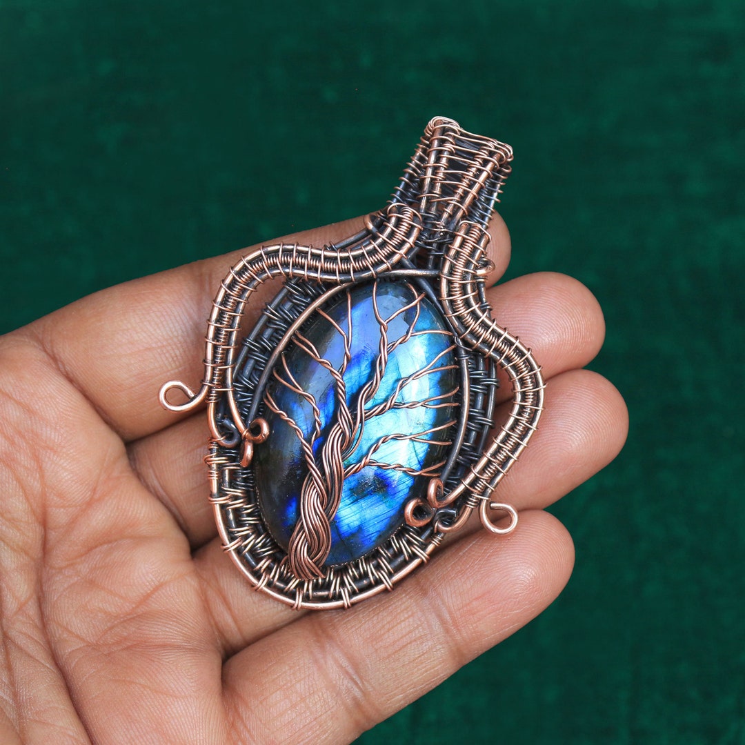 Labradorite Tree of Life Pendant: Copper Wire Wrapped Gemstone - Etsy