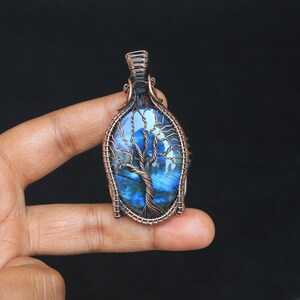 Spectacular Life of Tree Pendant, Blue Fire Labradorite Wire Wrap ...