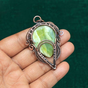 Amazing Wire Wrap Serpentine Pendant, Elegant Natural Serpentine ...